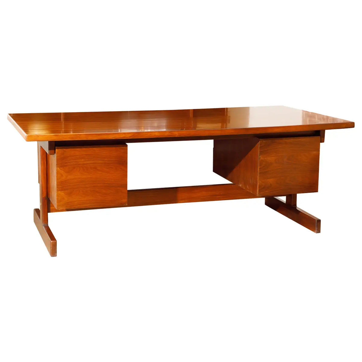 Sergio Rodrigues Brazilian Modern Rosewood Executive Desk, c 1960s, Br ...