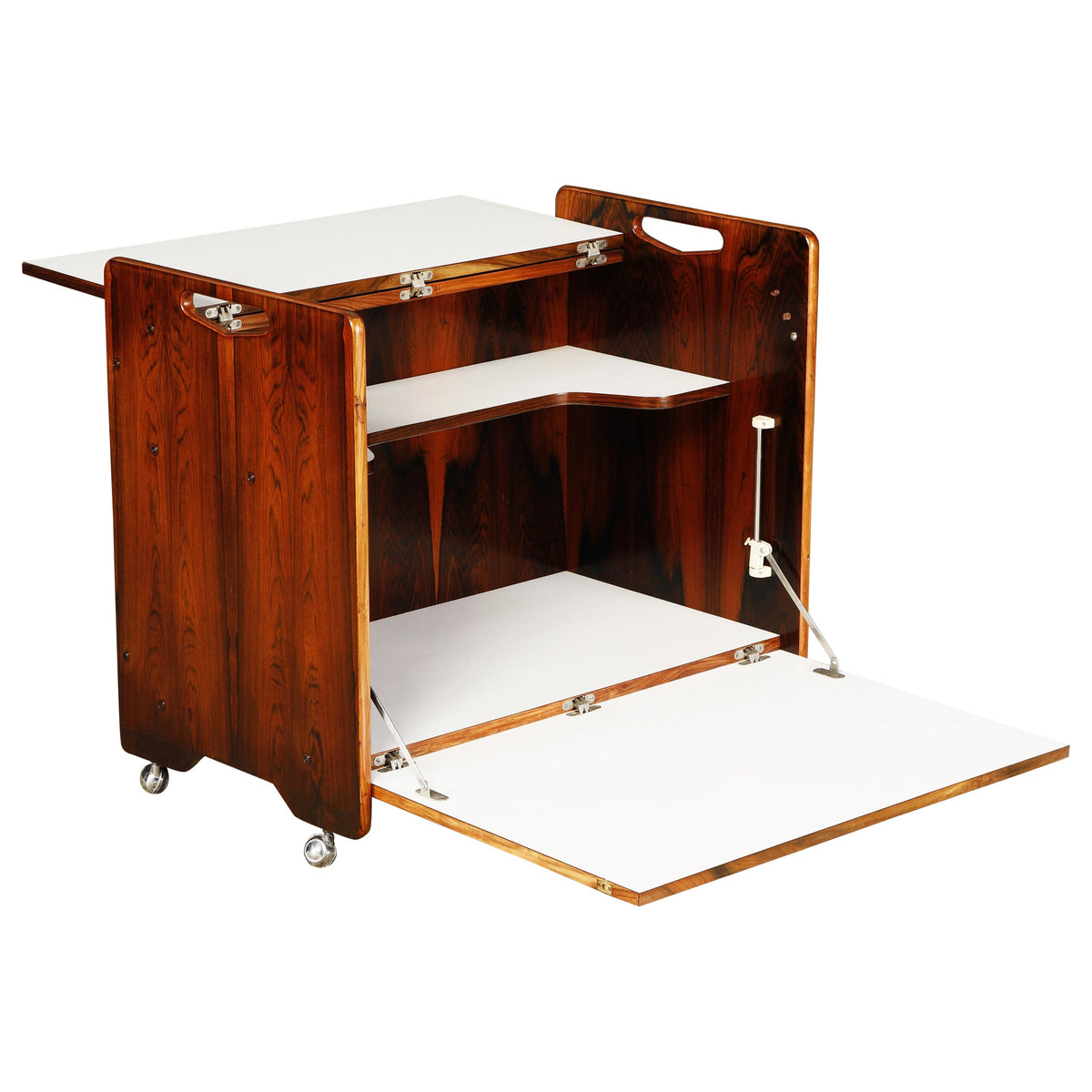 Sergio Rodrigues Brazilian Rosewood Convertible Bar Cart, c 1960s Braz ...
