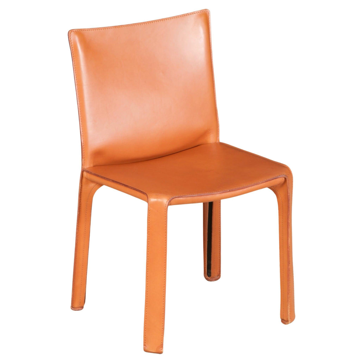 Cognac Brown Leather Cab Side Chairs by Mario Bellini for Cassina, Sig ...