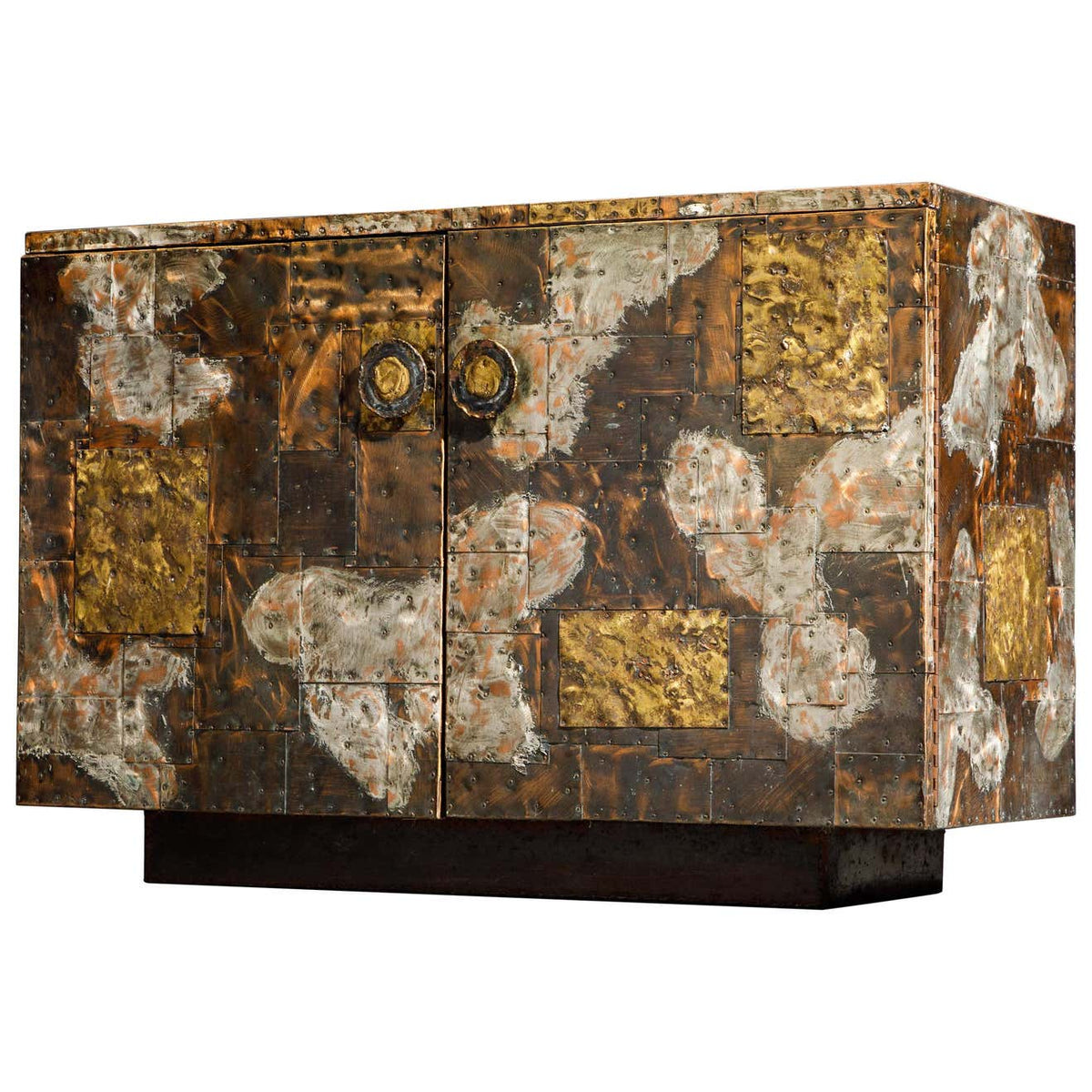 Paul Evans Patchwork Copper Sideboard Cabinet w Slate Top for Directio ...