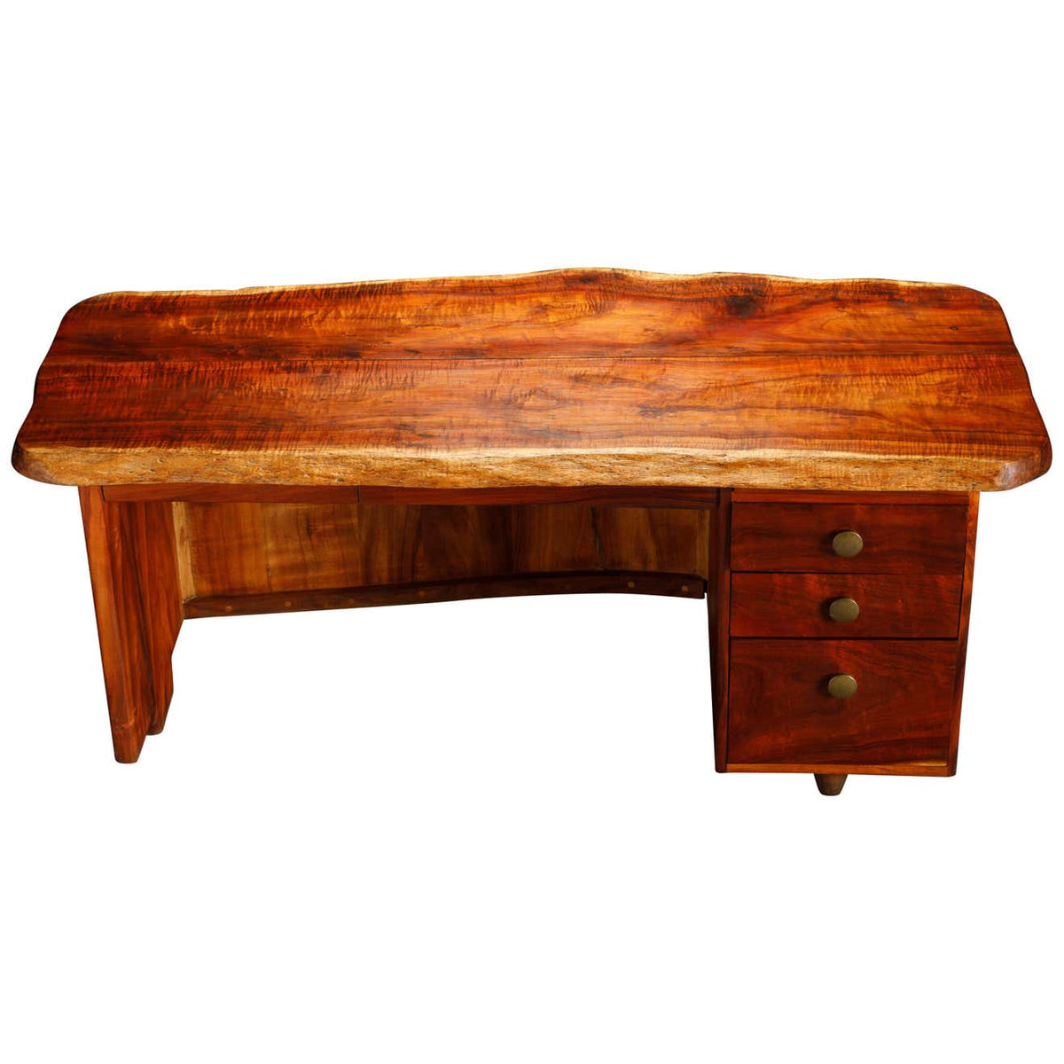 Craftsman Studio Desk with Double Live-Edge Koa Wood Slabs, 1970s ...