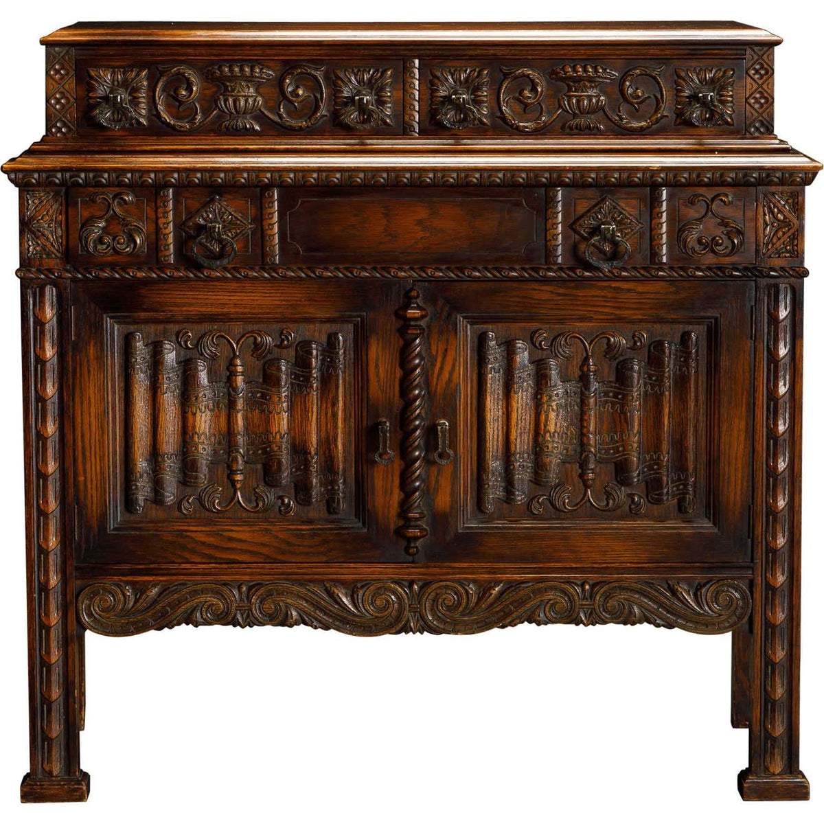 Jacobean Revival Carved Oak Server or Dry Bar – Automaton Modern